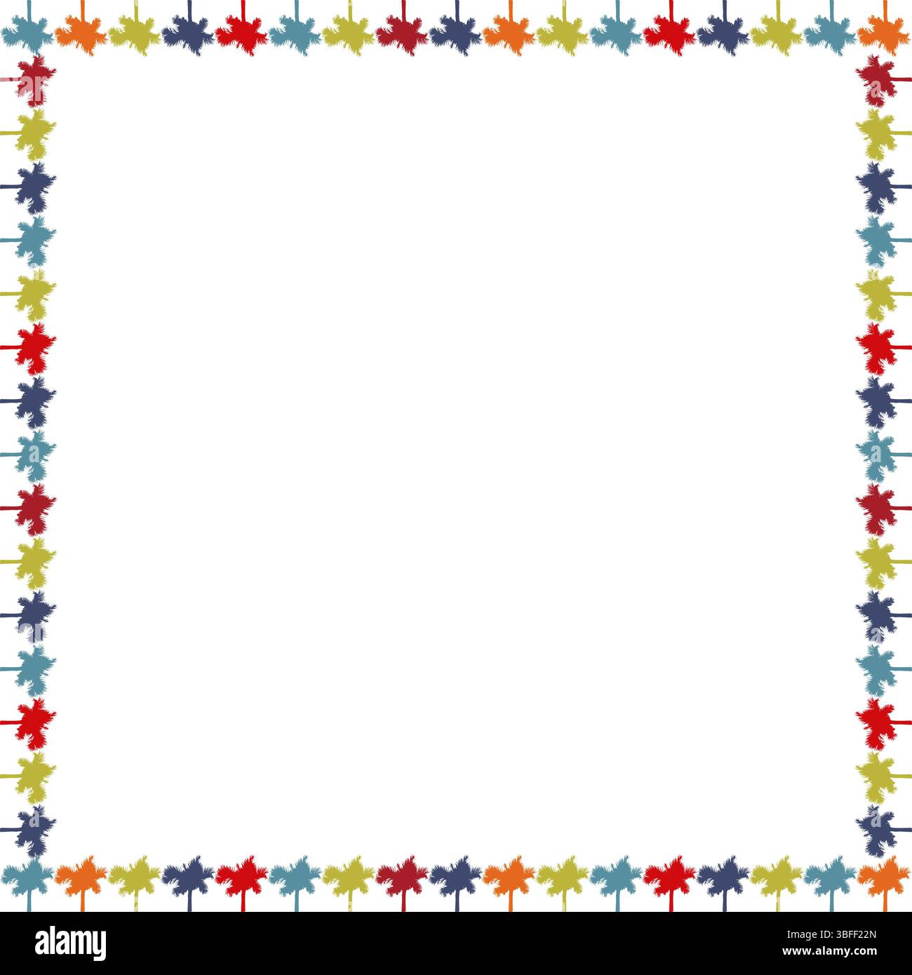 Palm elements frame decoration. Desert oasis border with empty space ...