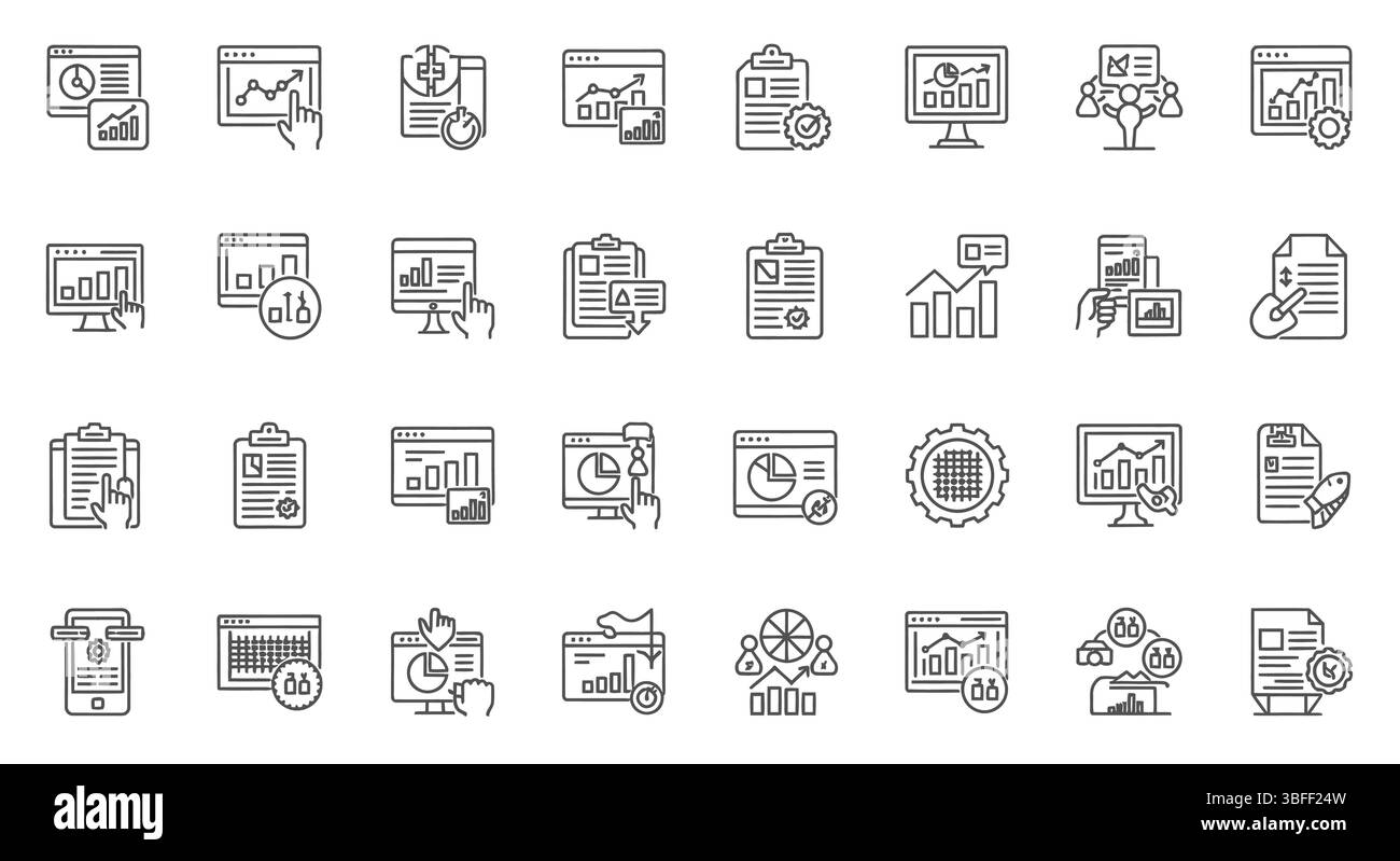 Set of Linear Analysis Vector Icons, Icon Sheet Stock Vector Image ...