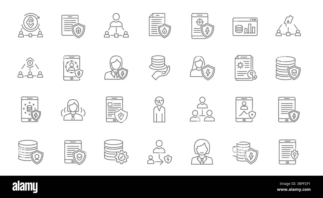 Set of Linear Data Protection Vector Icons, Icon Sheet Stock Vector ...