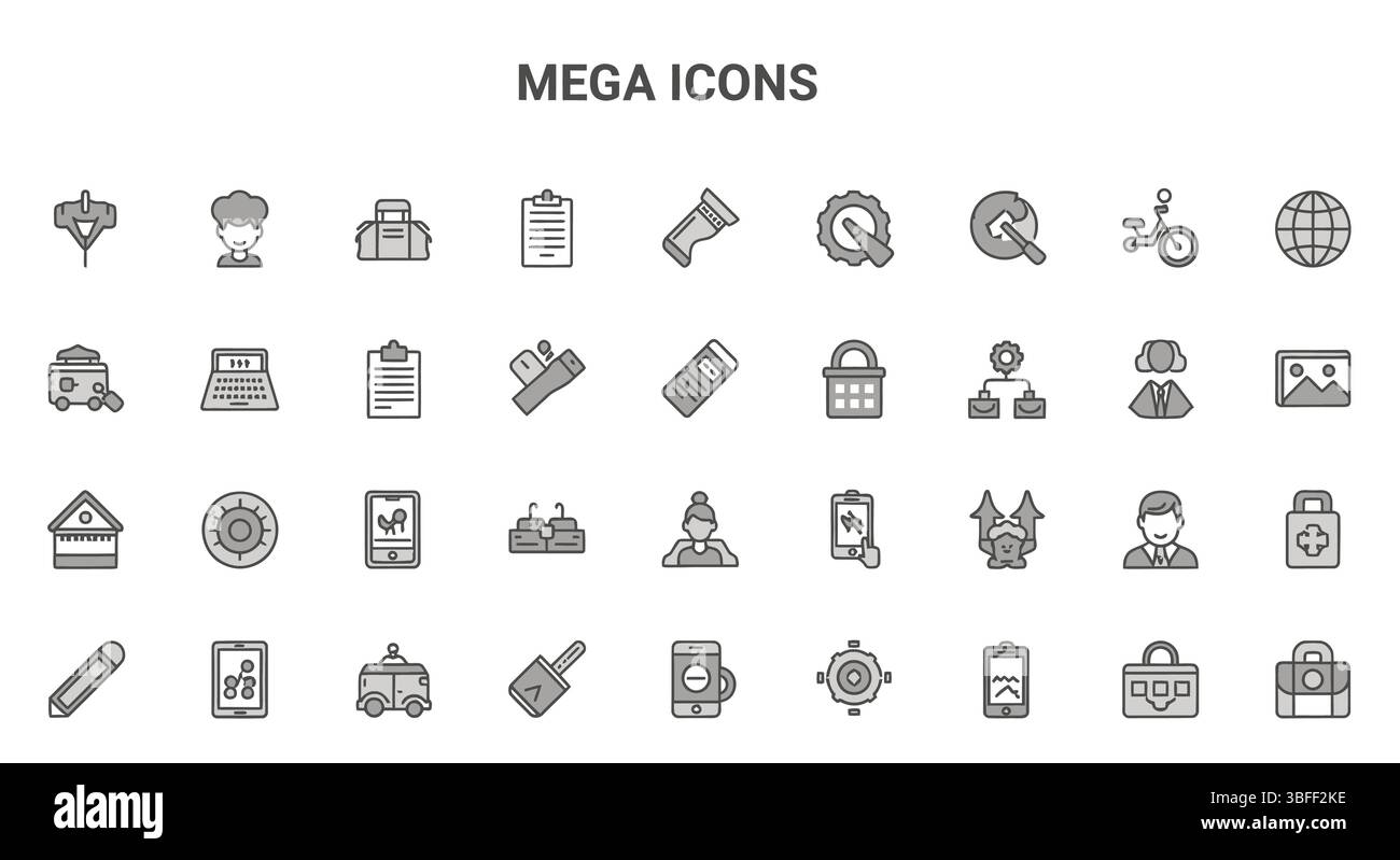Set of Linear Image Vector Icons, Icon Sheet Stock Vector Image & Art - Alamy