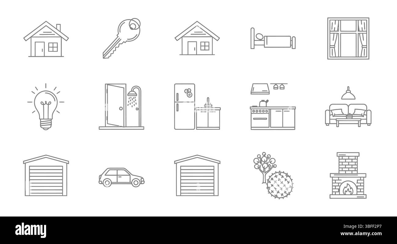 Set of Linear Home Vector Icons, Icon Sheet Stock Vector Image & Art ...