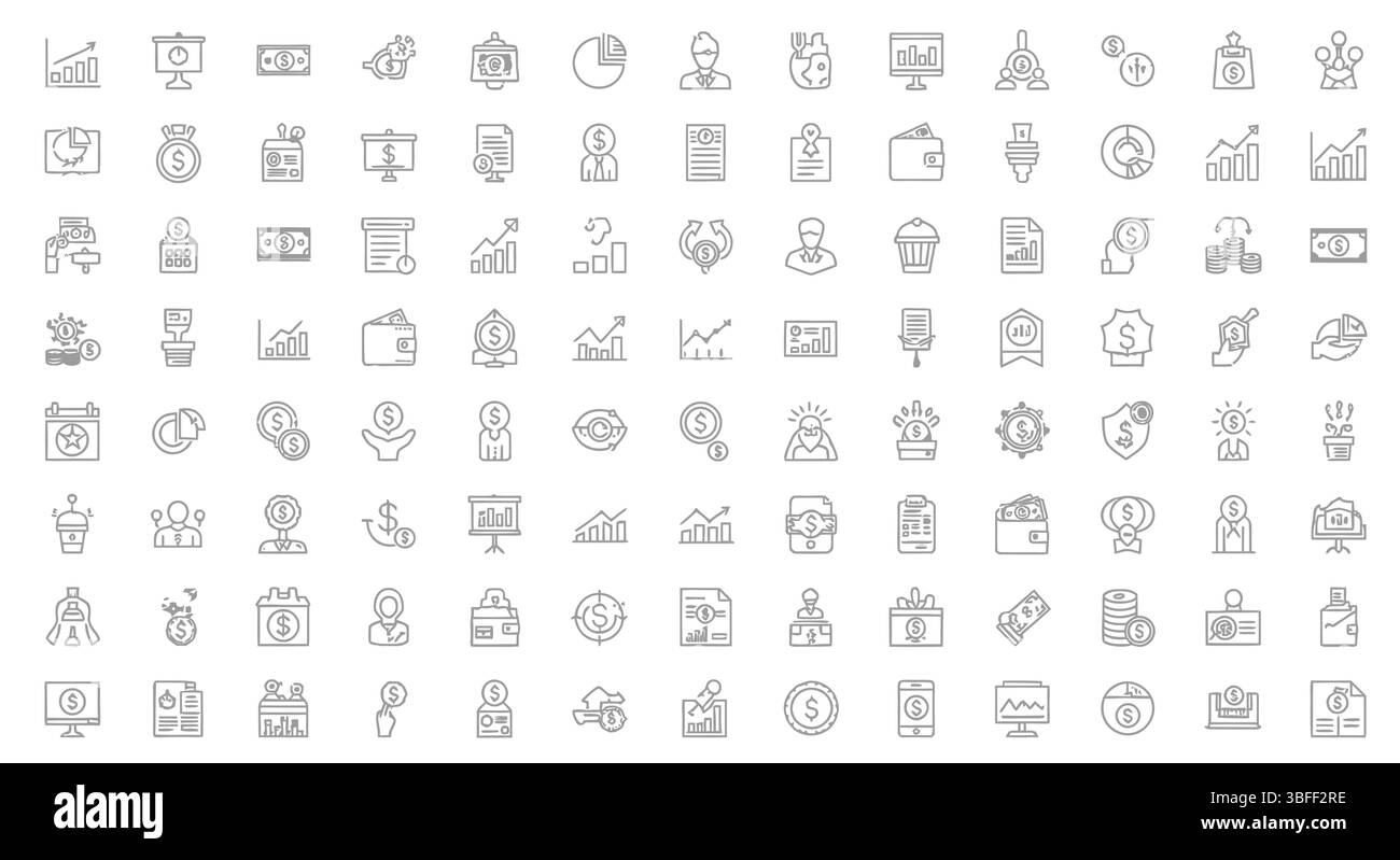 Set of Linear Finance Vector Icons, Icon Sheet Stock Vector Image & Art ...