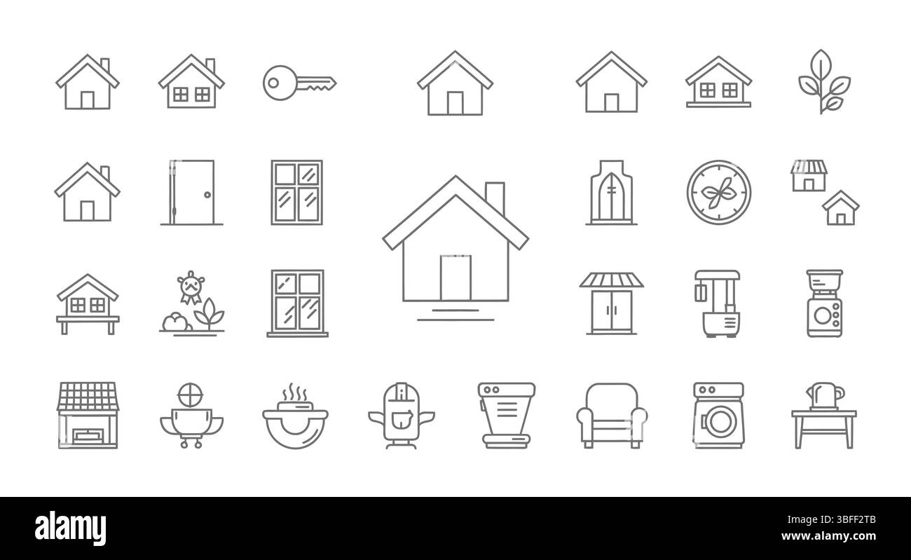 Set of Linear Home Vector Icons, Icon Sheet Stock Vector Image & Art ...