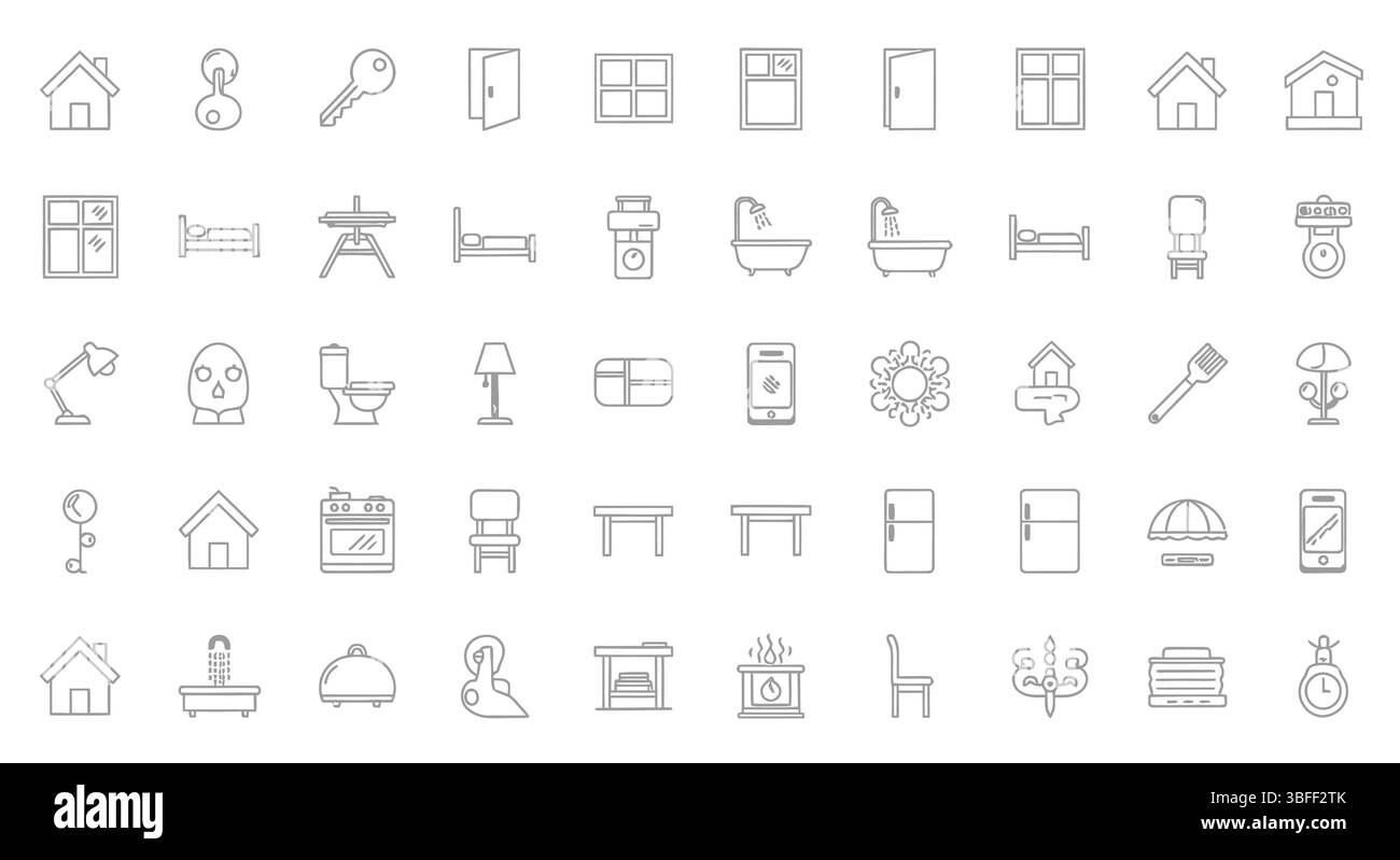 Set of Linear Home Vector Icons, Icon Sheet Stock Vector Image & Art - Alamy