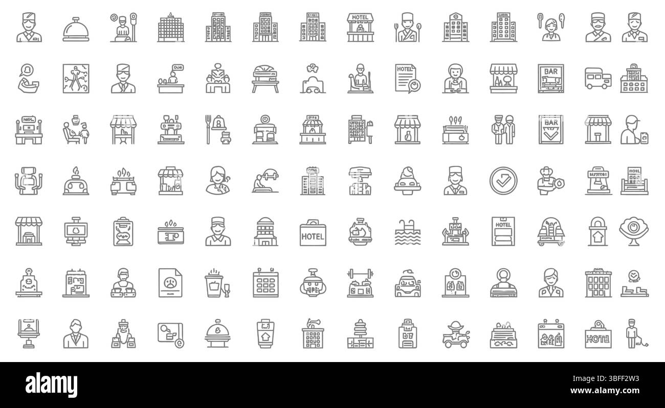 Set of Linear Hotel Vector Icons, Icon Sheet Stock Vector Image & Art ...