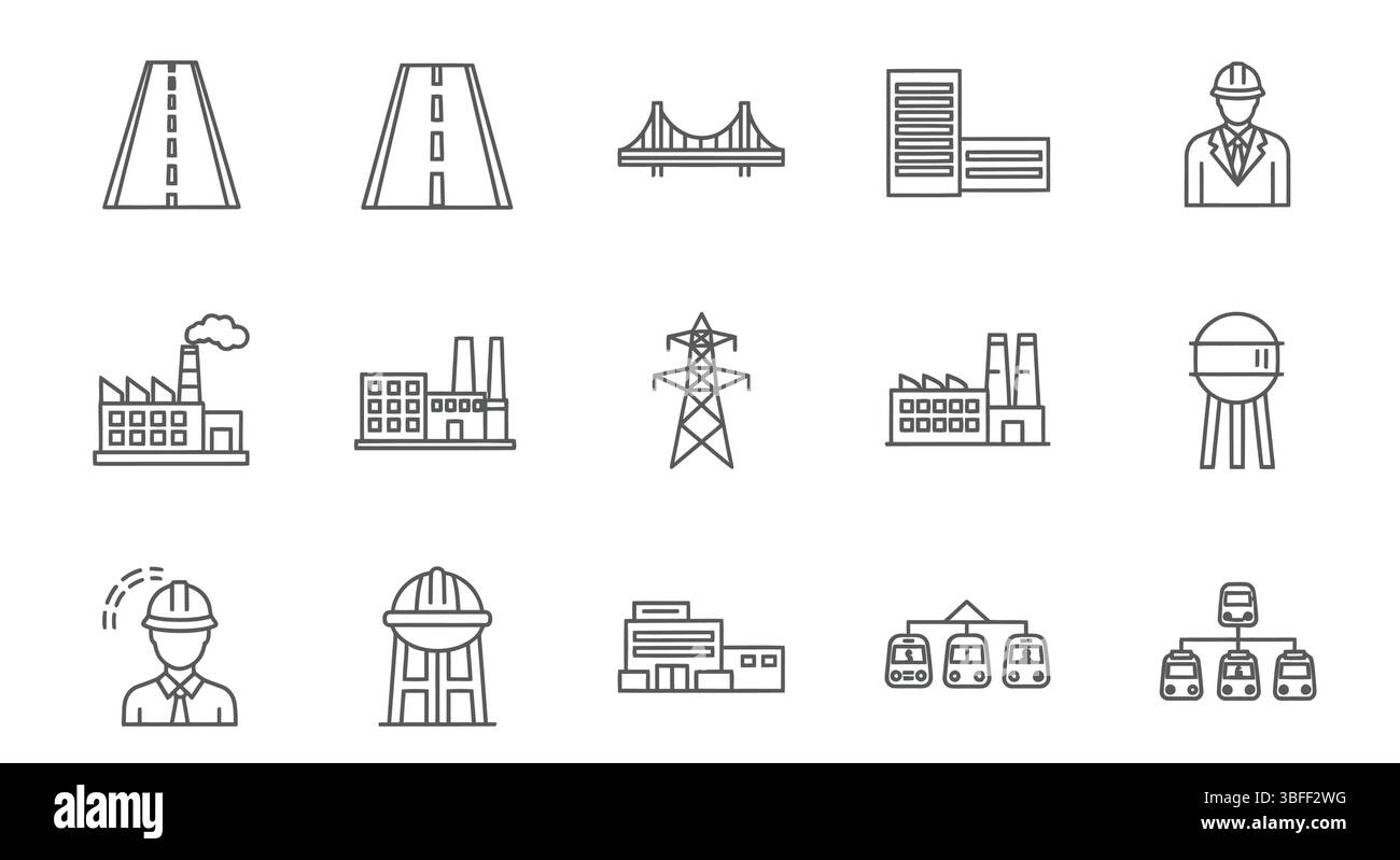 Set of Linear infrastructure Vector Icons, Icon Sheet Stock Vector ...