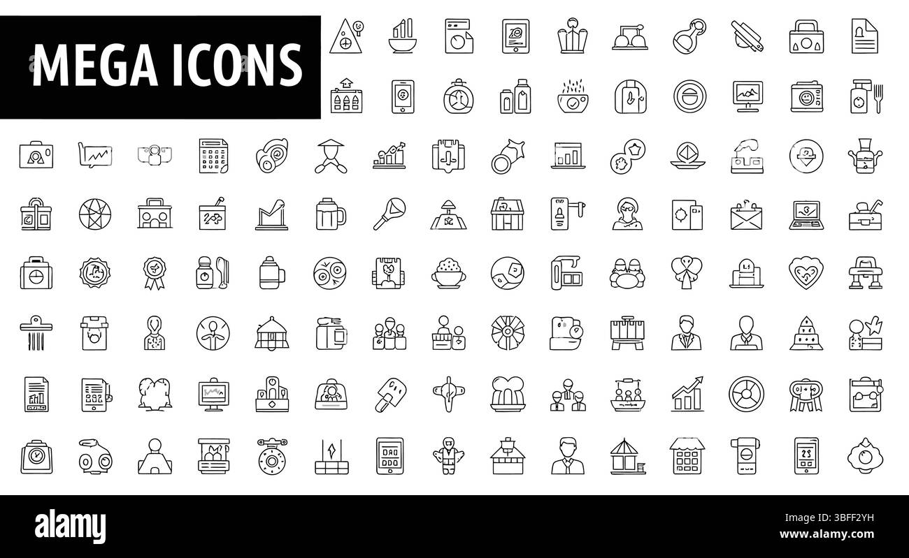 Set of Linear Image Vector Icons, Icon Sheet Stock Vector Image & Art ...