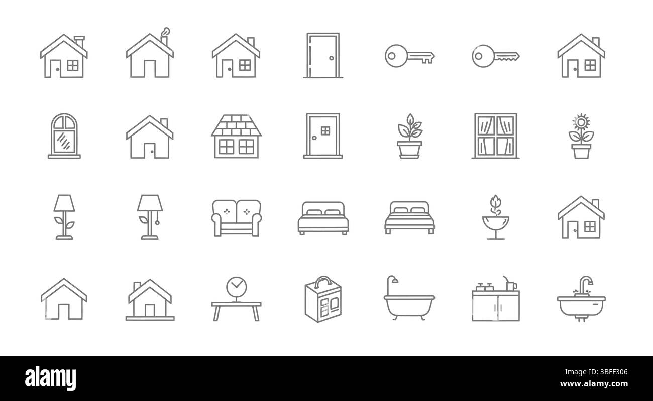 Set of Linear Home Vector Icons, Icon Sheet Stock Vector Image & Art - Alamy
