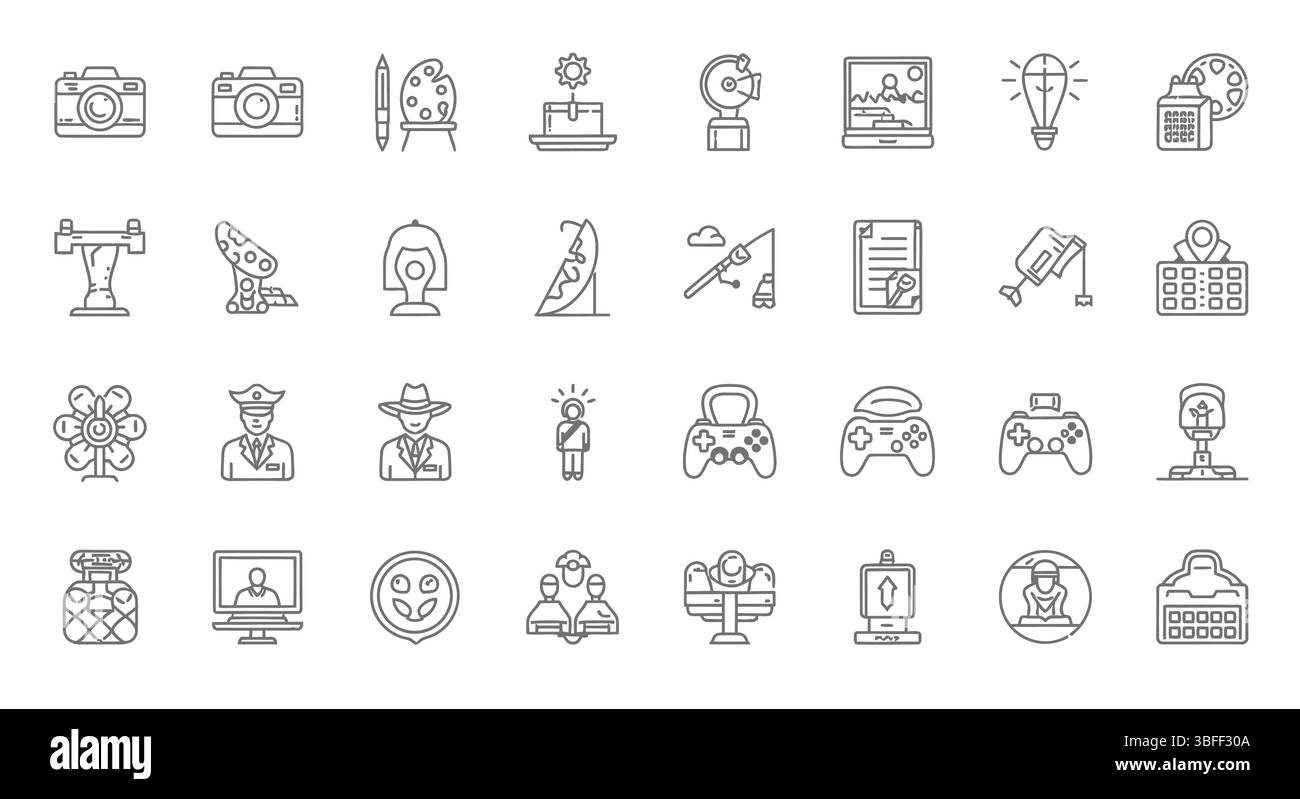 Set of Linear Hobby Vector Icons, Icon Sheet Stock Vector Image & Art ...
