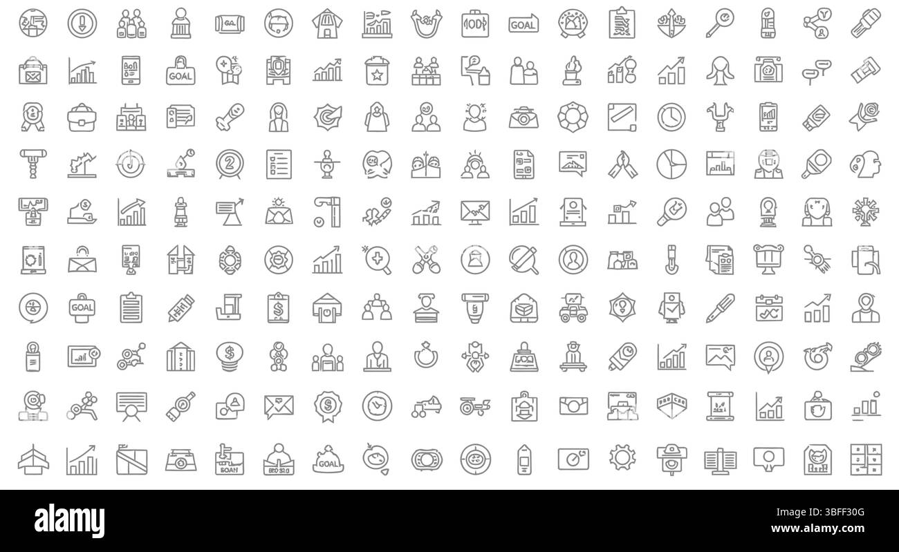 Set of Linear Goal Vector Icons, Icon Sheet Stock Vector Image & Art ...