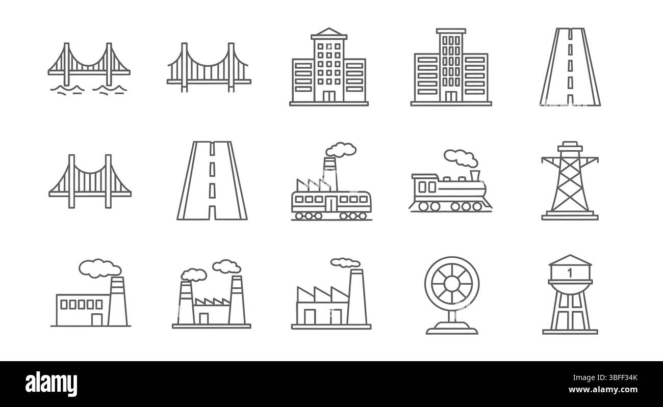 Set of Linear infrastructure Vector Icons, Icon Sheet Stock Vector Image & Art - Alamy
