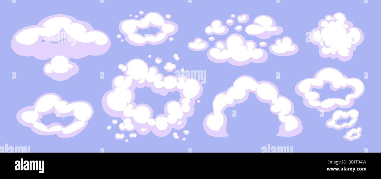 Cartoon cloud vector with comic smoke and cloud shapes on a light ...