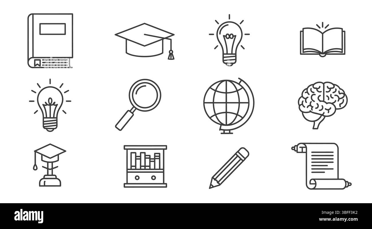 Set Of Linear Knowledge Vector Icons Icon Sheet Stock Vector Image