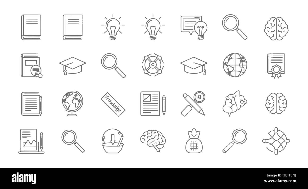 Set of Linear Knowledge Vector Icons, Icon Sheet Stock Vector Image & Art - Alamy