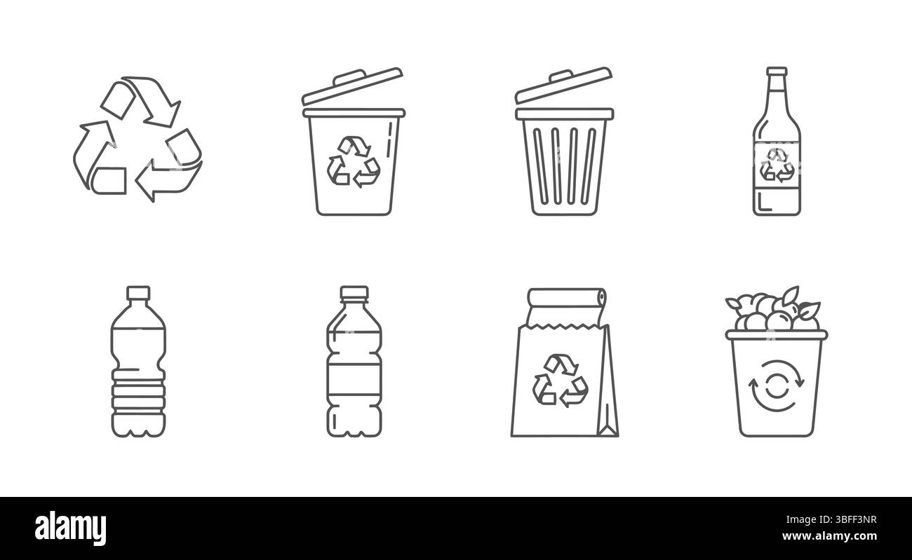 Set of Linear Recycle Vector Icons, Icon Sheet Stock Vector Image & Art ...