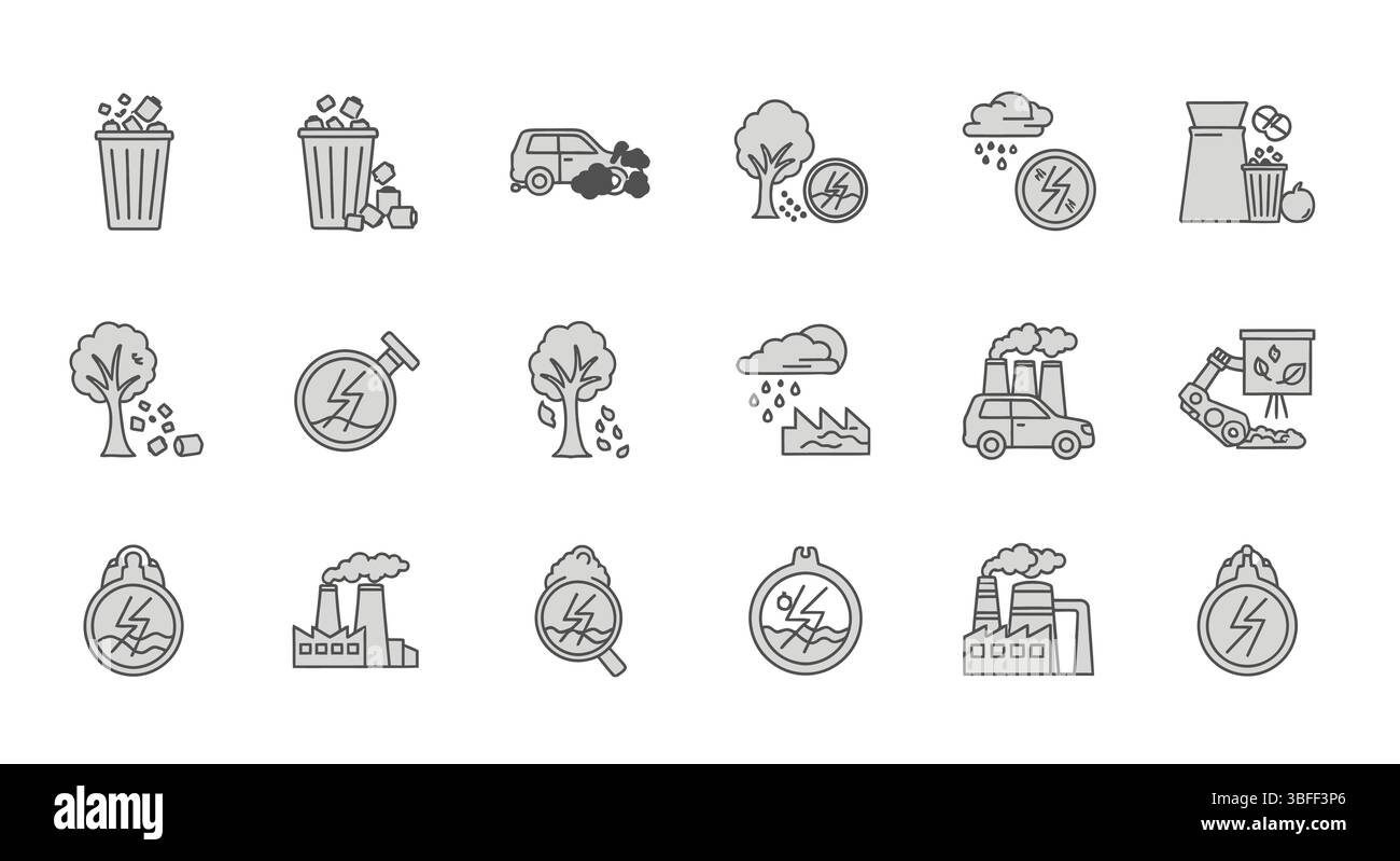 Set of Linear Pollution Vector Icons, Icon Sheet Stock Vector Image & Art - Alamy