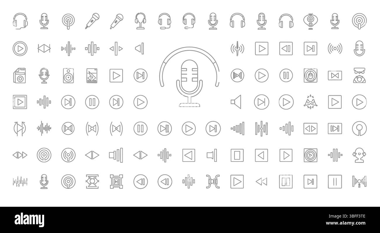 Set of Linear Podcast Vector Icons, Icon Sheet Stock Vector Image & Art ...