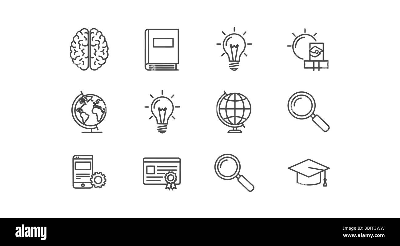 Set of Linear Knowledge Vector Icons, Icon Sheet Stock Vector Image & Art - Alamy