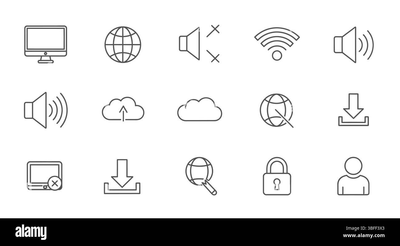 Set of Linear Internet Vector Icons, Icon Sheet Stock Vector Image ...