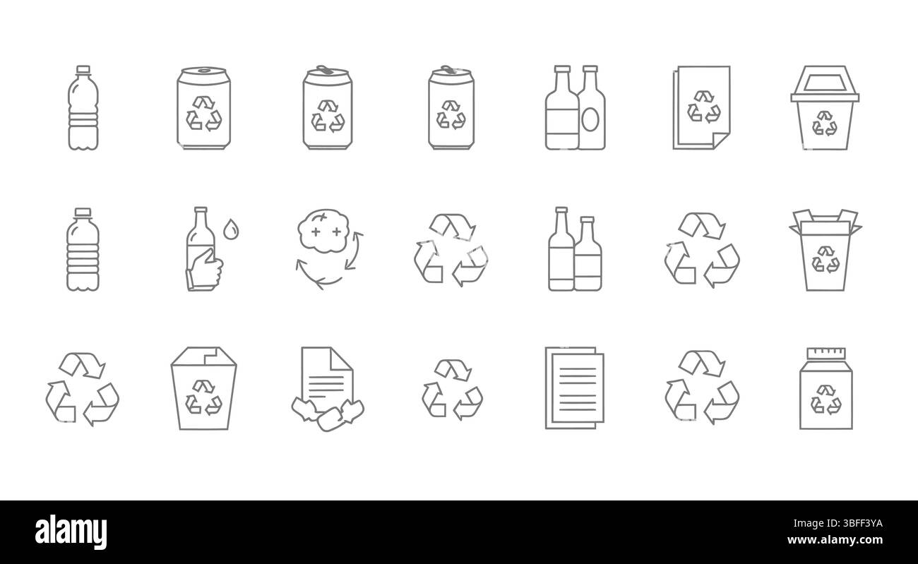 Set of Linear Recycle Vector Icons, Icon Sheet Stock Vector Image & Art ...