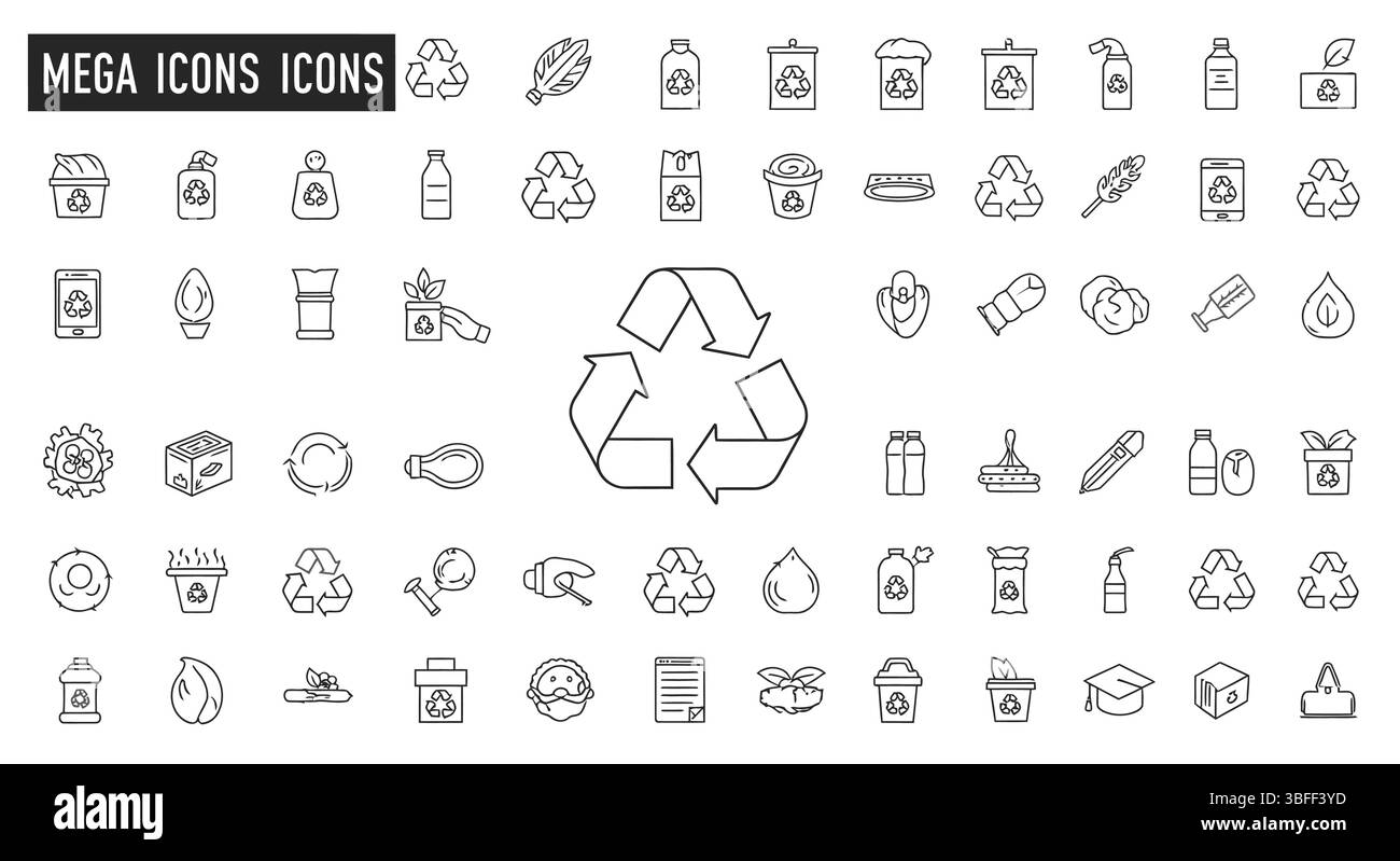Set of Linear Recycle Vector Icons, Icon Sheet Stock Vector Image & Art ...