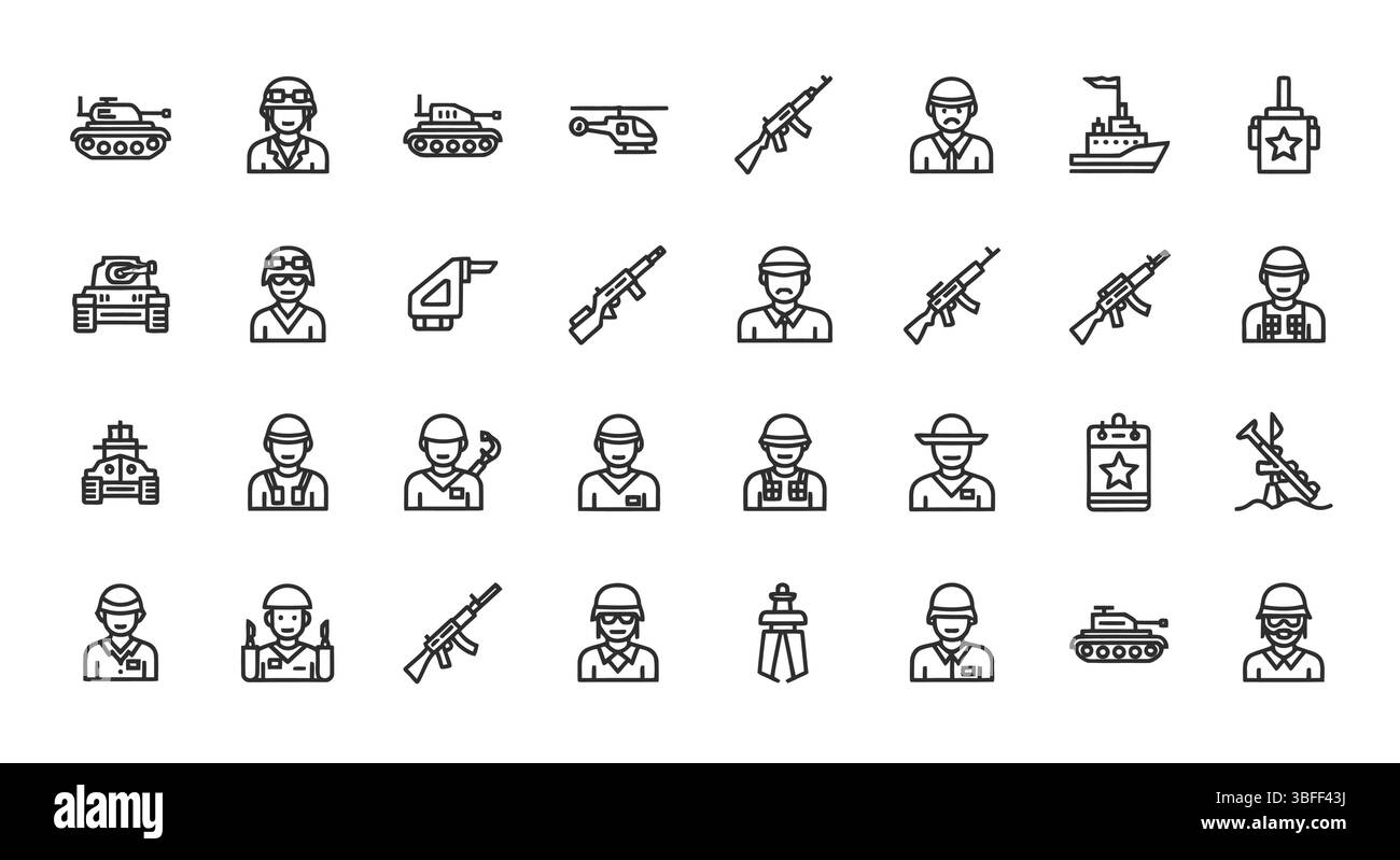 Set of Linear Military Vector Icons, Icon Sheet Stock Vector Image ...