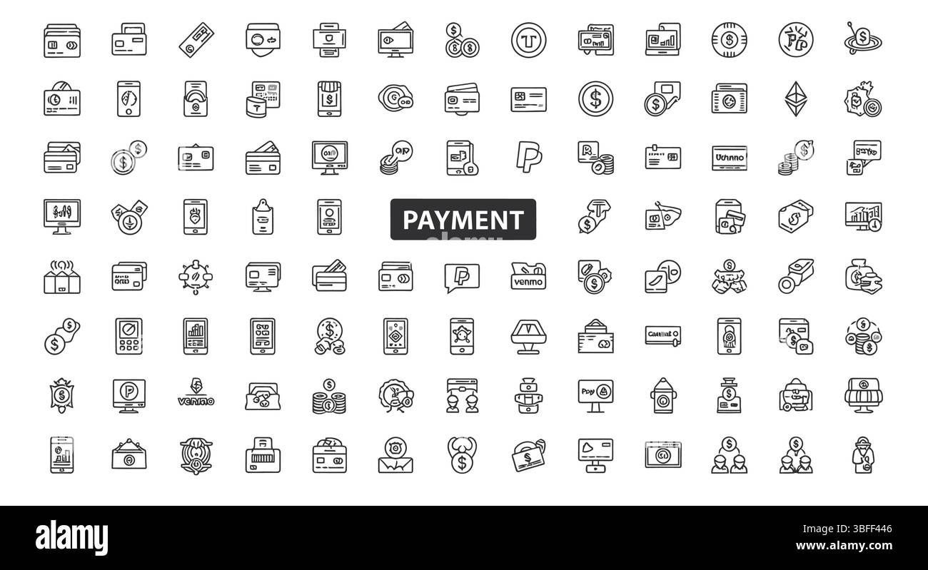 Set of Linear Online Payment Vector Icons, Icon Sheet Stock Vector ...