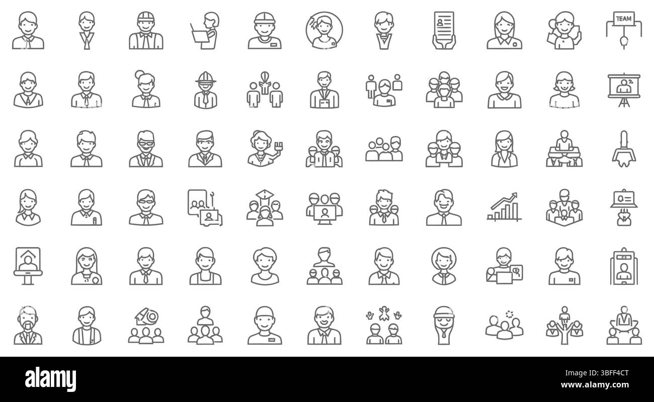 Virtual communication linear icons Cut Out Stock Images & Pictures - Alamy