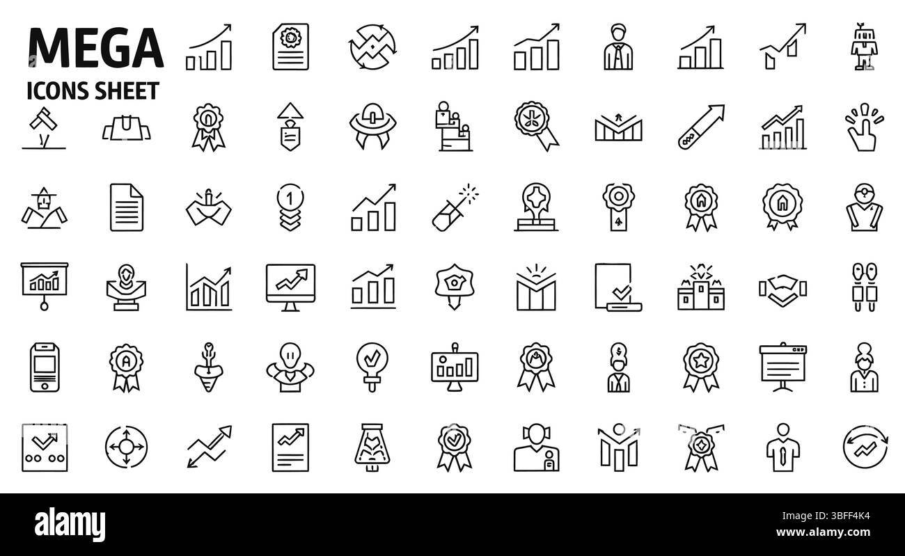 Set of Linear Success Vector Icons, Icon Sheet Stock Vector Image & Art ...