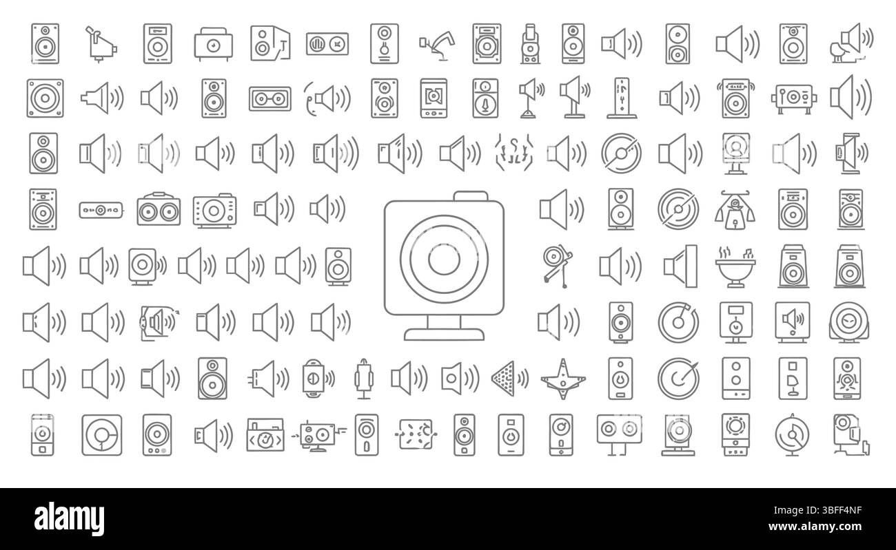 Set of Linear Speaker Vector Icons, Icon Sheet Stock Vector Image & Art ...