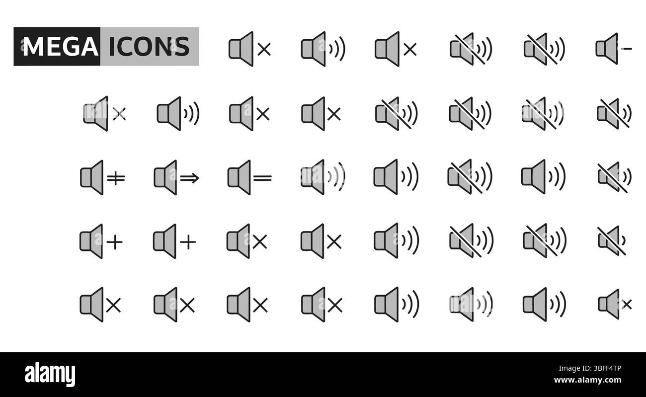 Set of Linear Volume Vector Icons, Icon Sheet Stock Vector Image & Art - Alamy