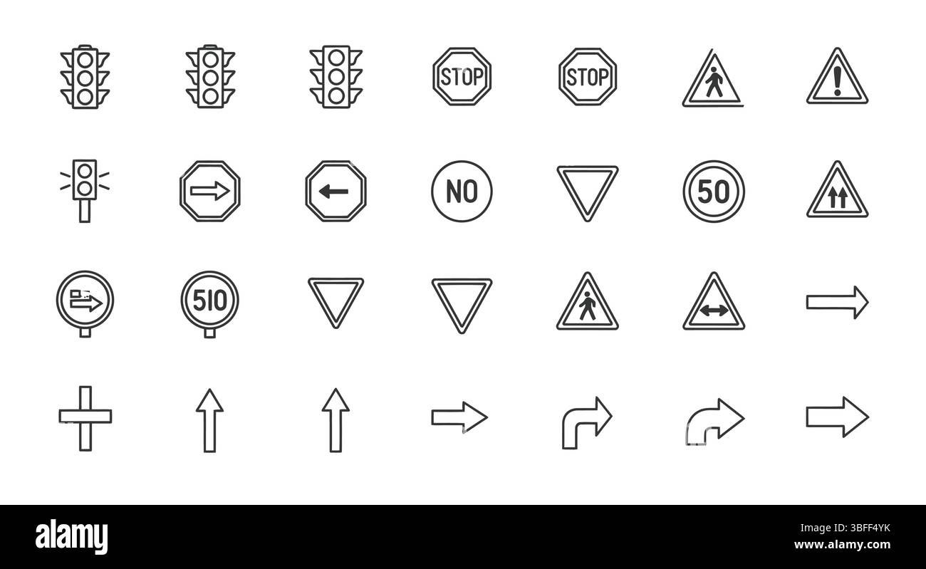 Set of Linear Traffic Vector Icons, Icon Sheet Stock Vector Image & Art ...