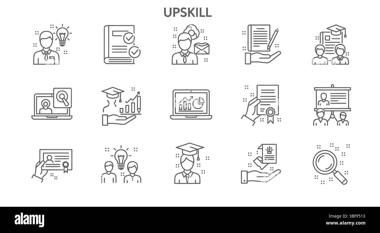 Set of Linear Upskill Vector Icons, Icon Sheet Stock Vector Image & Art ...