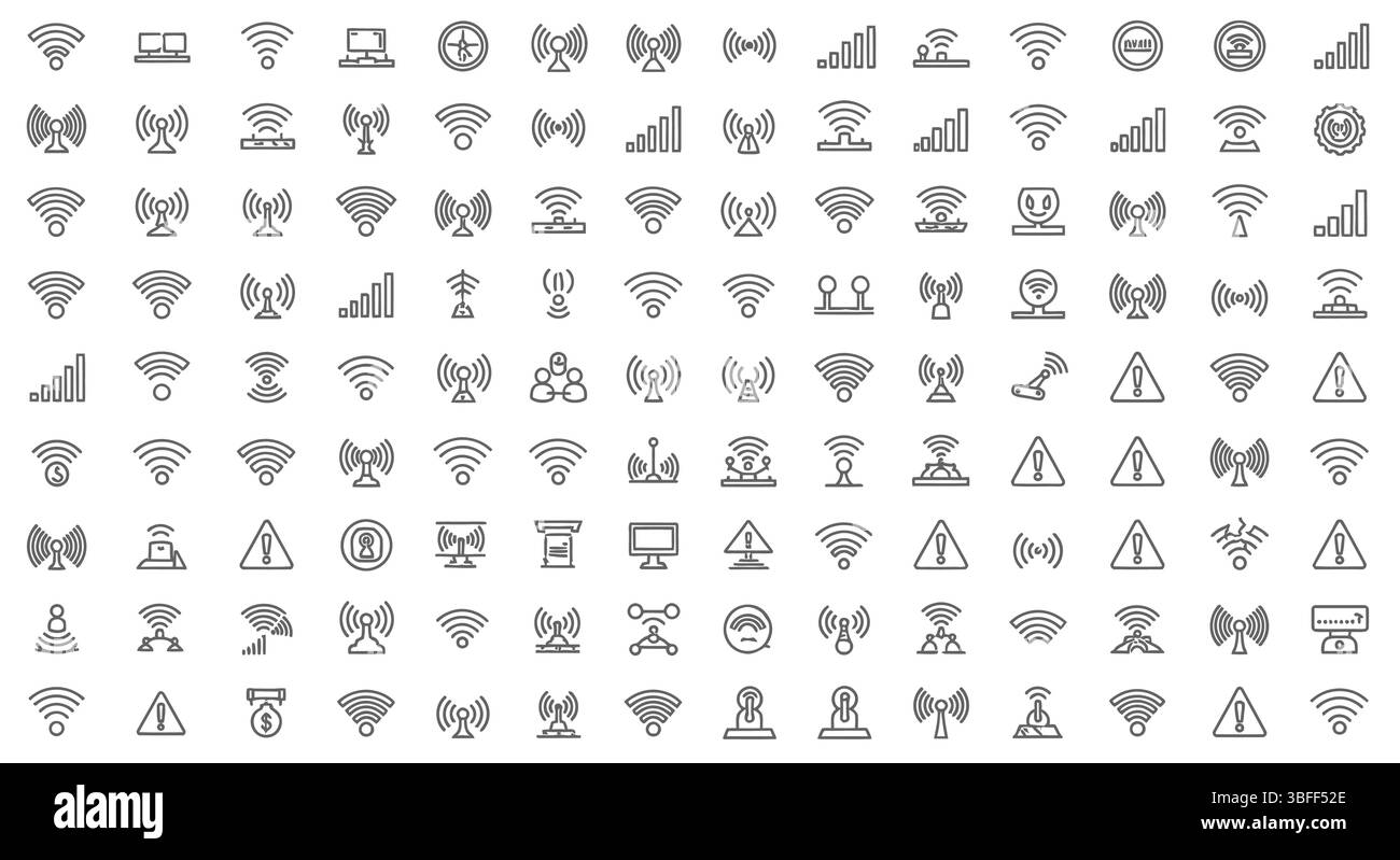 Set of Linear Wi-Fi Vector Icons, Icon Sheet Stock Vector Image & Art ...