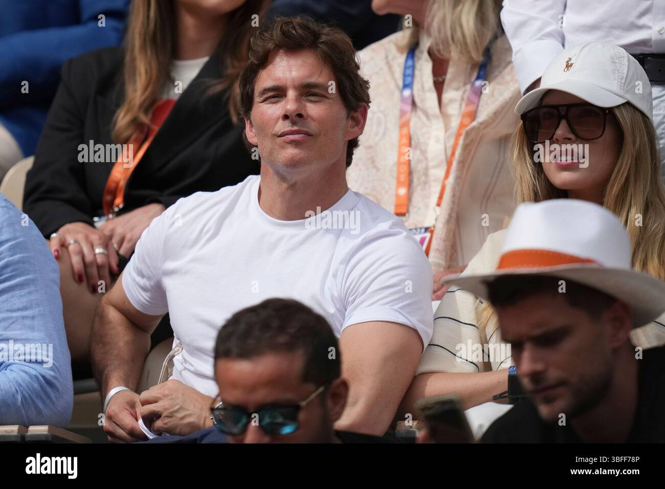 US actor James Marsden follows the fourth round match of the French ...