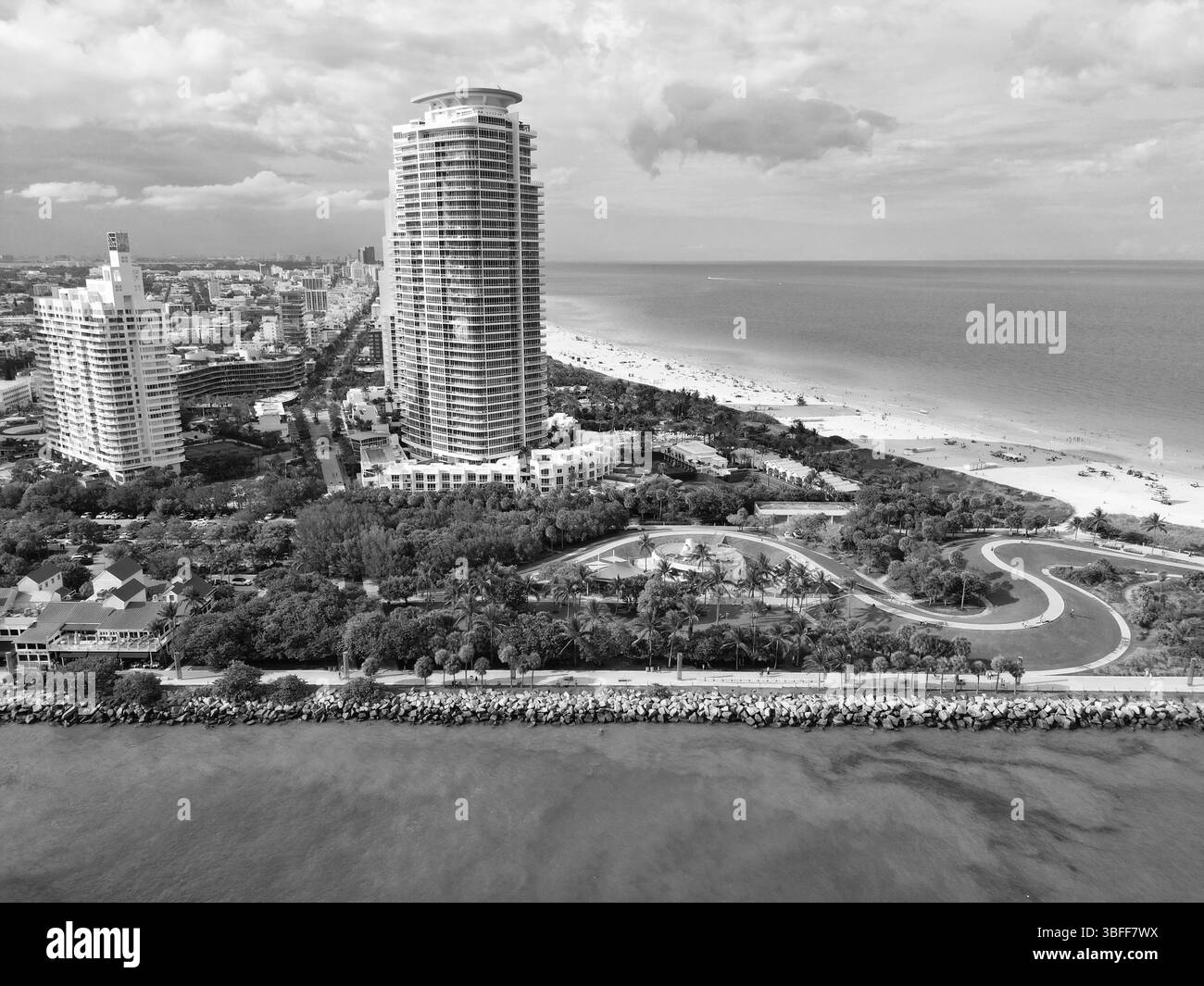 City skyscraper architecture and marina. Cityscape skyline of Miami ...