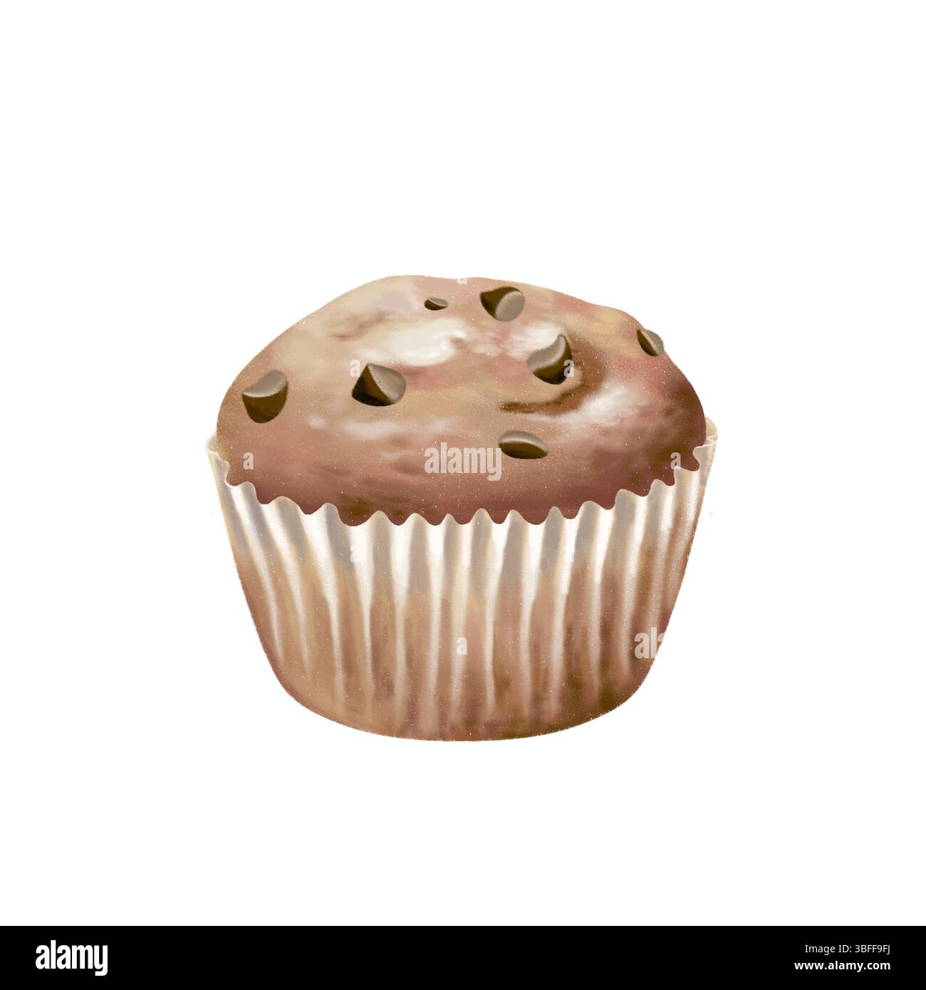Chocolate chip muffin illustration. Tasty sweet baked pastry dessert ...