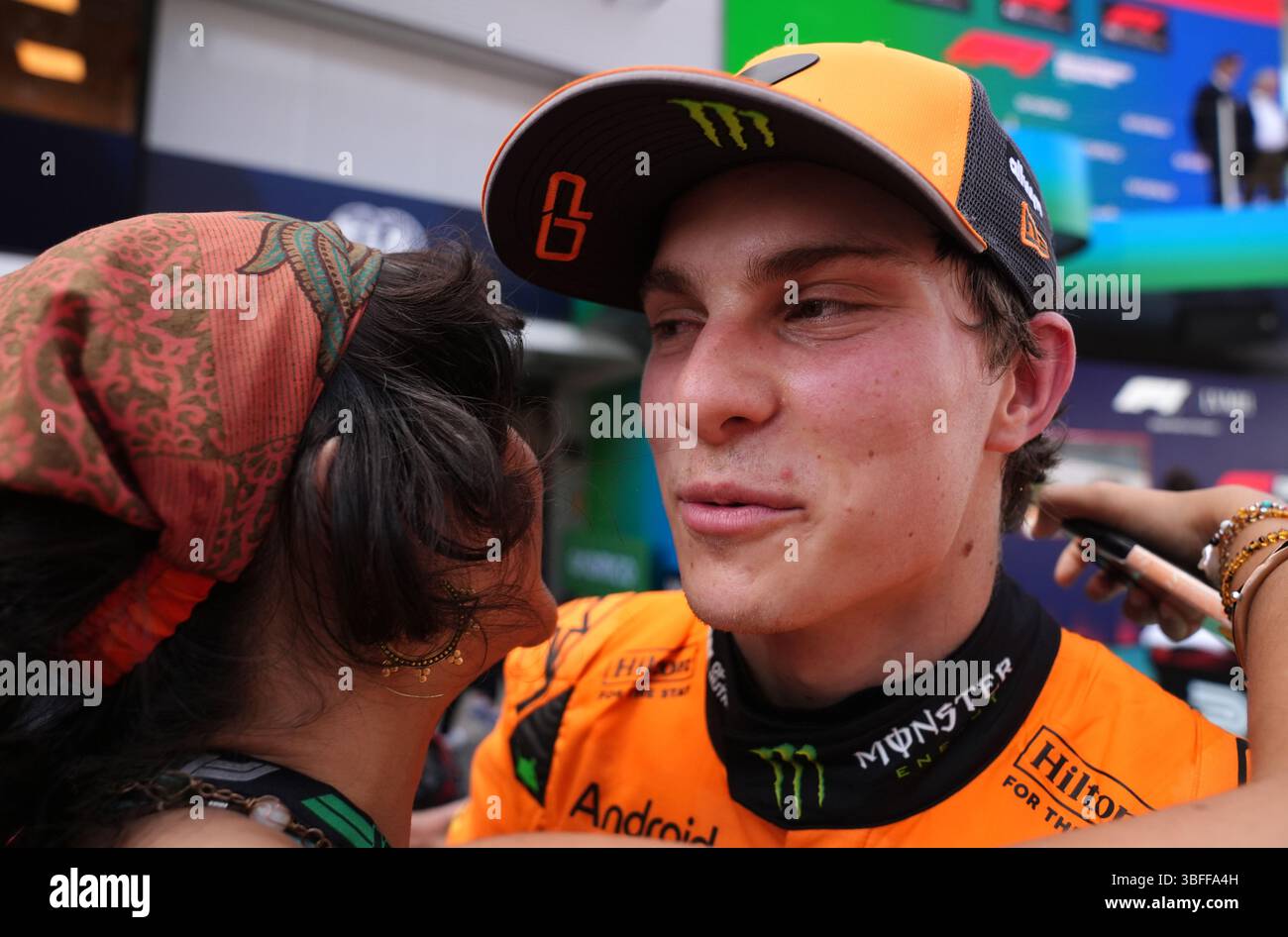 McLaren's Oscar Piastri celebrates with sister Edie Piastri after ...