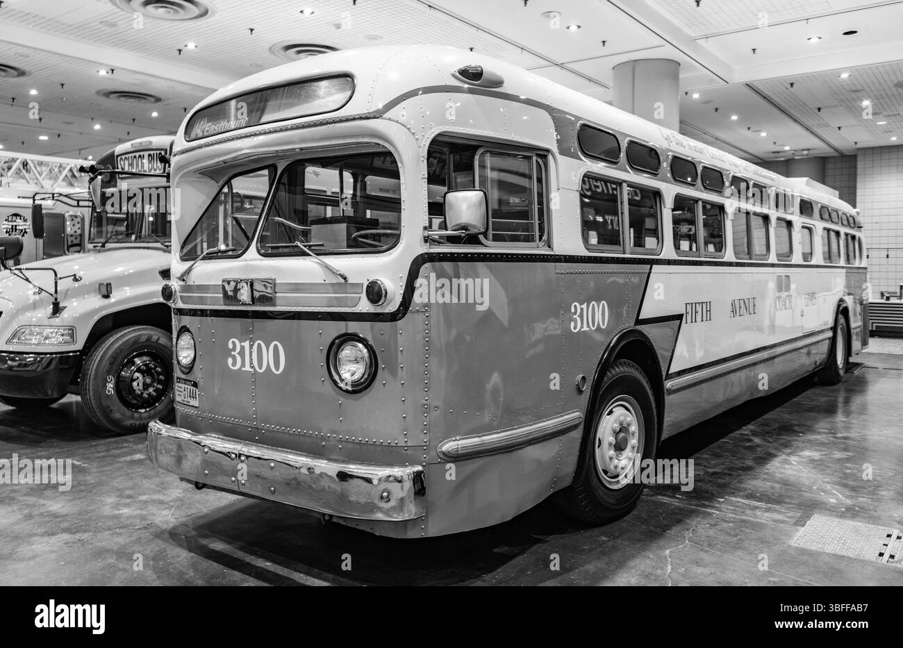 New York City, USA - March 27, 2024: 1956 Rosa Parks Bus retro school ...