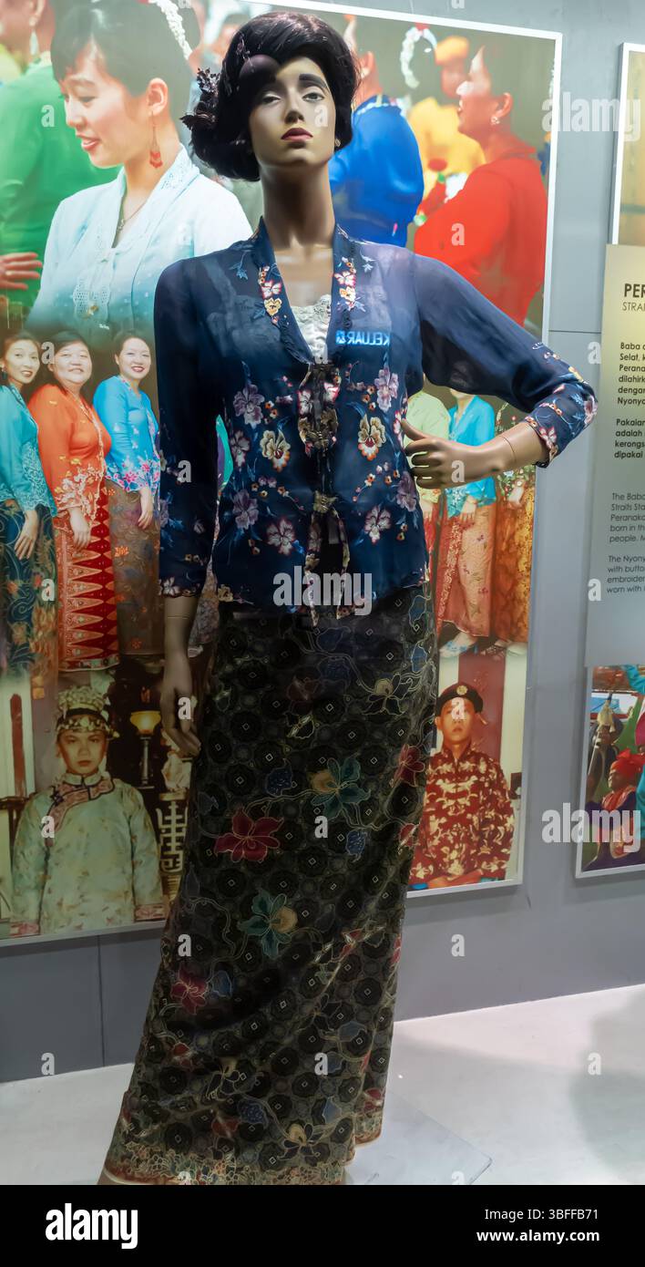 Nyonya Malaysian-Chinese women's dress, kebaya variation Malaysia Stock ...