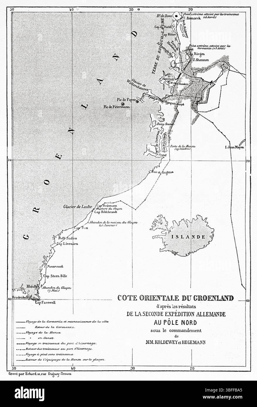 Map of the eastern part of the island of Greenland. Second German North ...