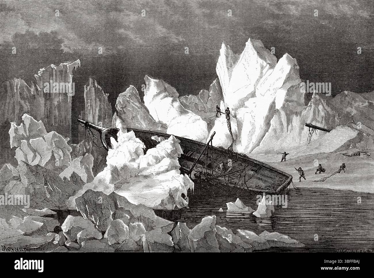 The remains of the Hansa crushed by the ice. Greenland. Design by Jean ...
