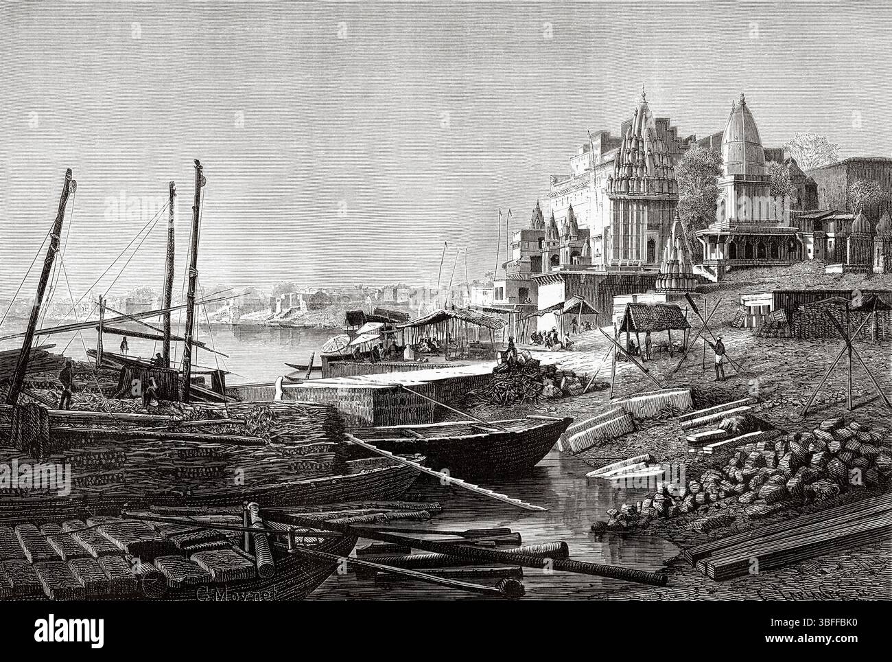 Dashashwamedh Ghat, Varanasi. Uttar Pradesh, India. Drawing by Georges ...