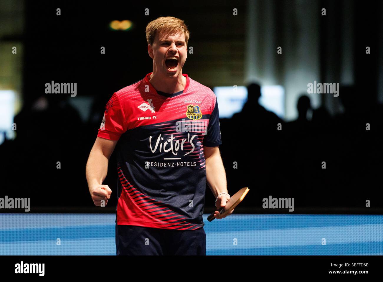 Truls Moregardh (1.FC Saarbrücken) bejubelt seinen Sieg gegen Dang Qui ...