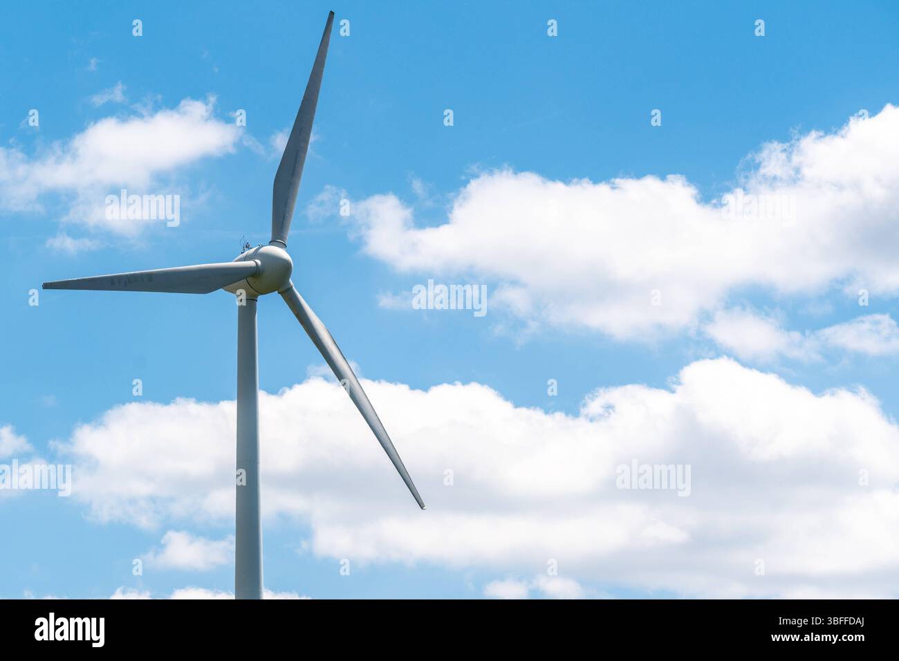 Munich, Bavaria, Germany - 30 May 2025: A large SWM wind turbine is ...
