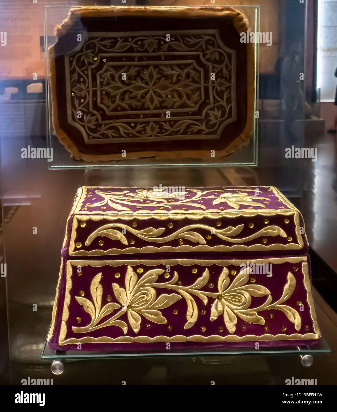 Lid for betel box, gold embroidery, 1920s-1930s, Malaysia Stock Photo ...