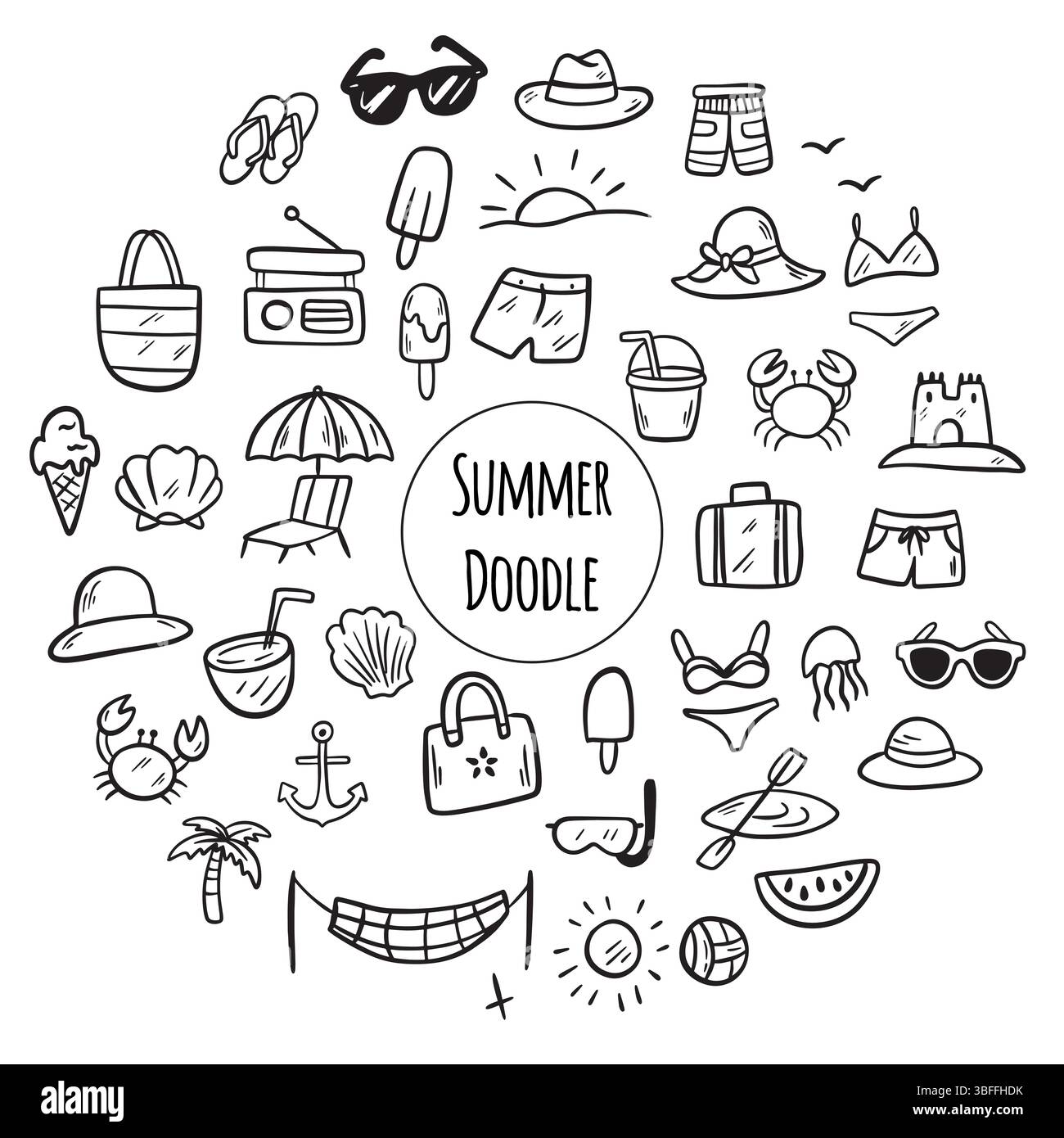 An Exciting and Vibrant Summer Travel Fun Icons Collection. Vacation ...
