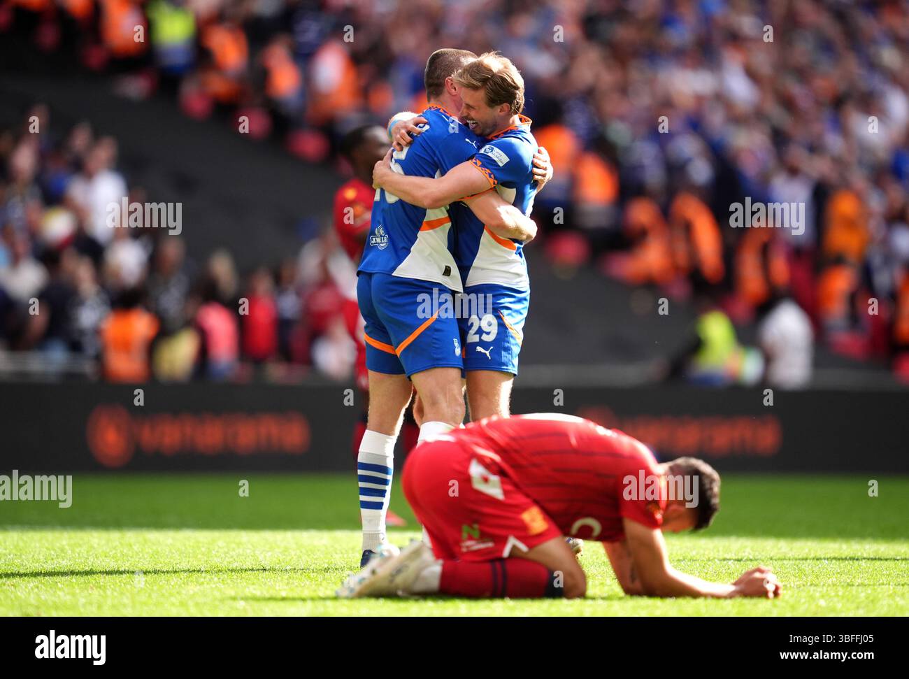 Oldham Athletic's Jordan Rossiter and Joe Pritchard celebrate promotion ...