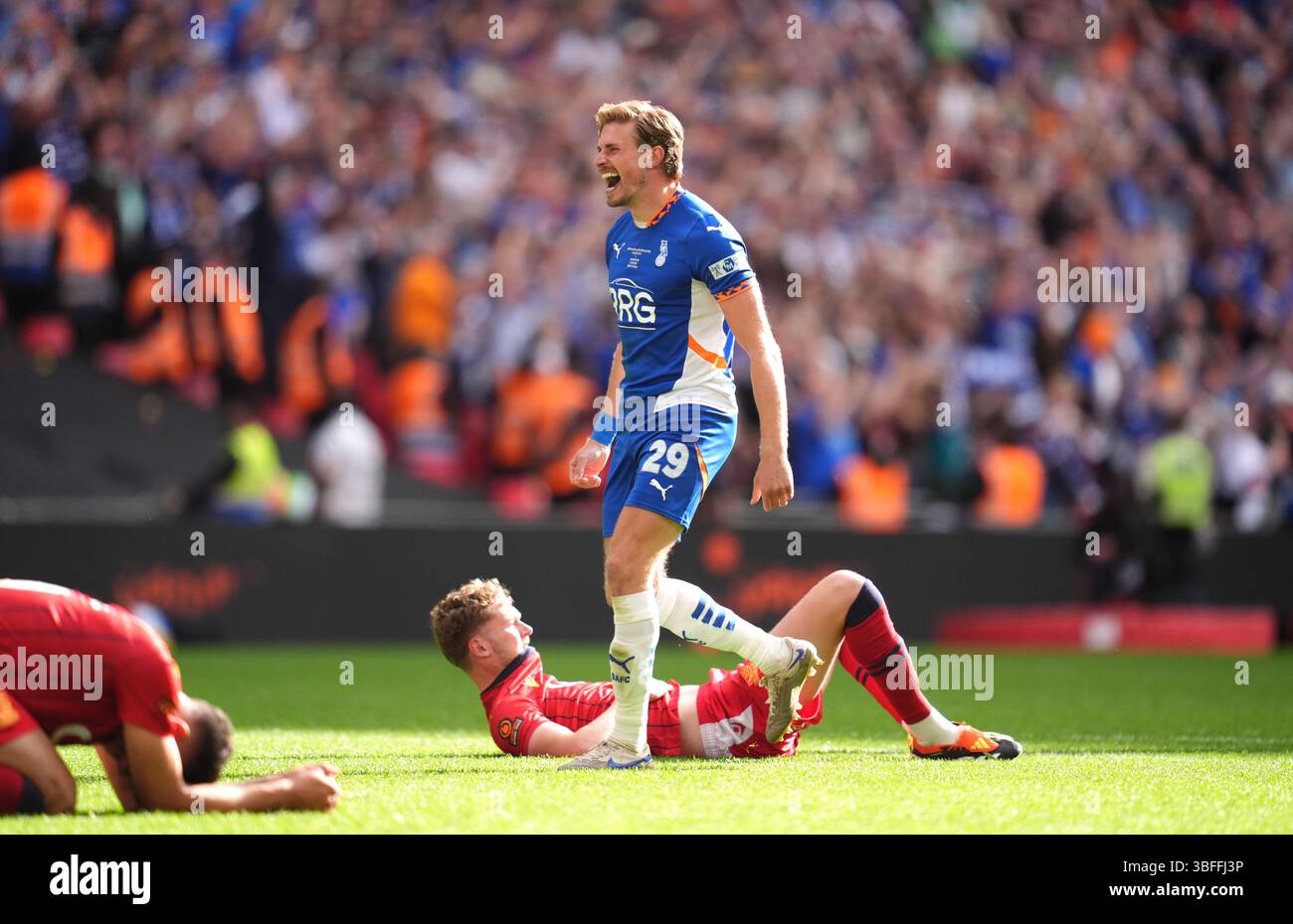 Oldham Athletic's Joe Pritchard celebrates promotion to the EFL ...