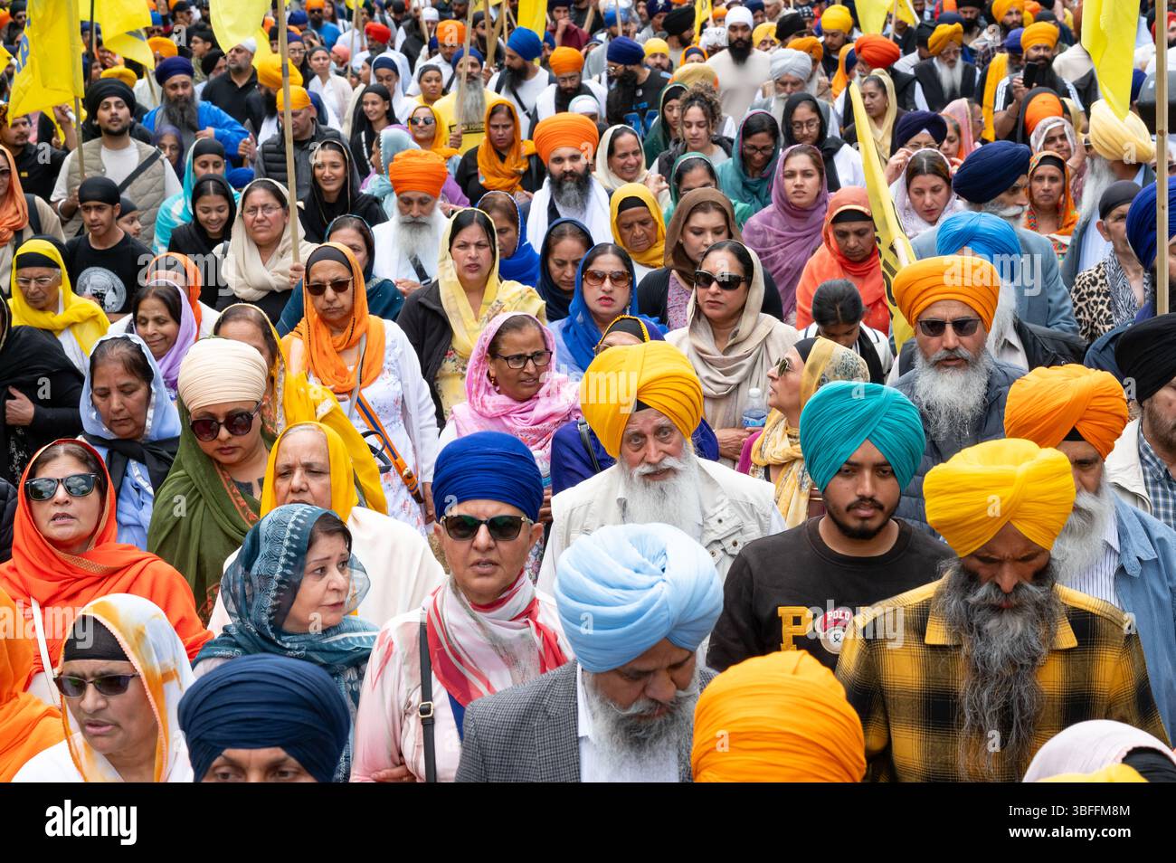 London, UK. 1 June 2025. Sikh community gathered at Wellington Arch ...